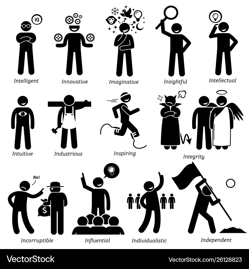 Positive personalities character traits stick Vector Image