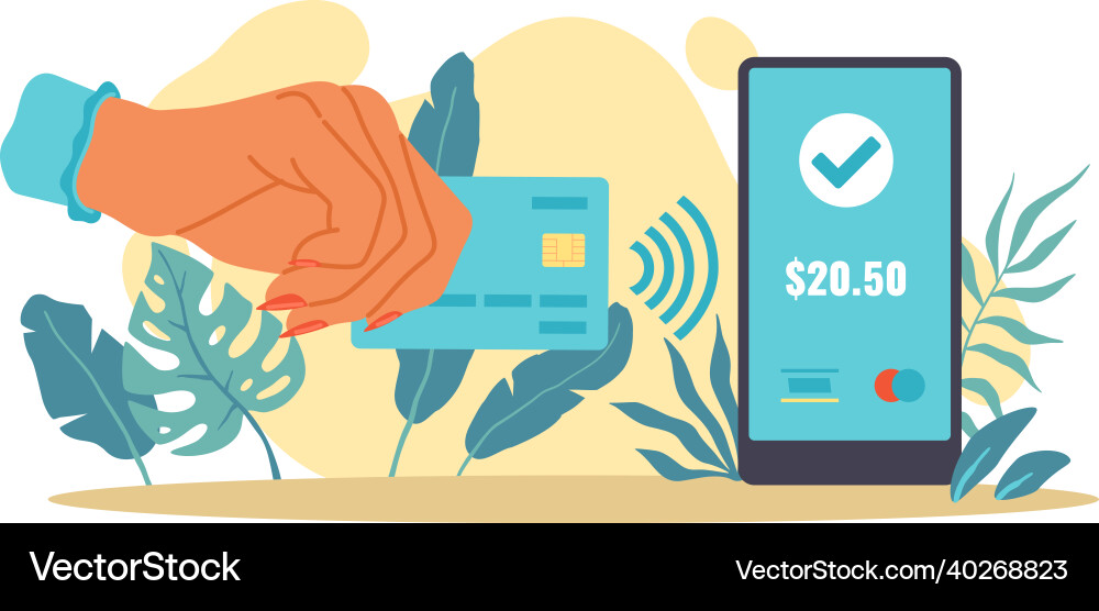 Smartphone-terminal contactless credit card Vector Image