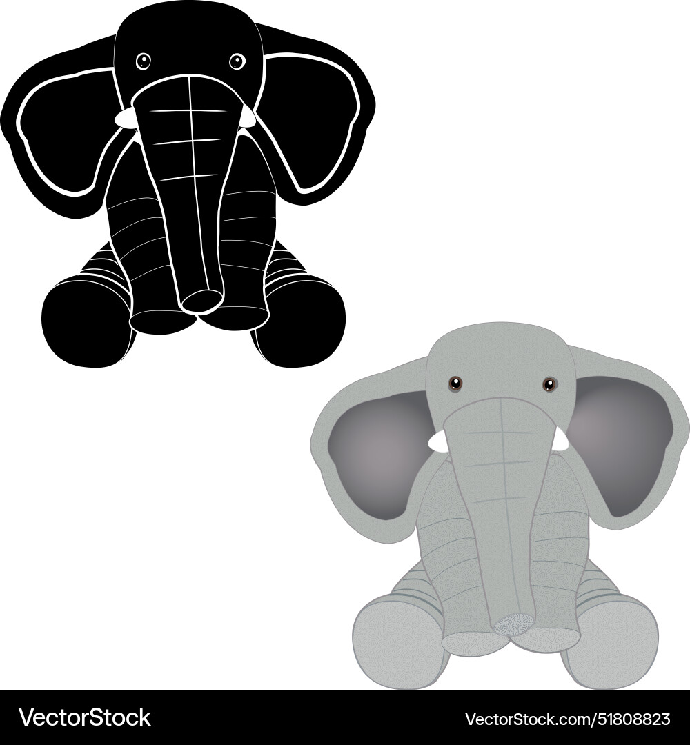 Stuffed elephant cartoon set Royalty Free Vector Image