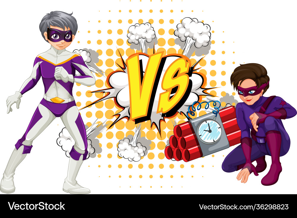 Two superheroes fighting each other Royalty Free Vector
