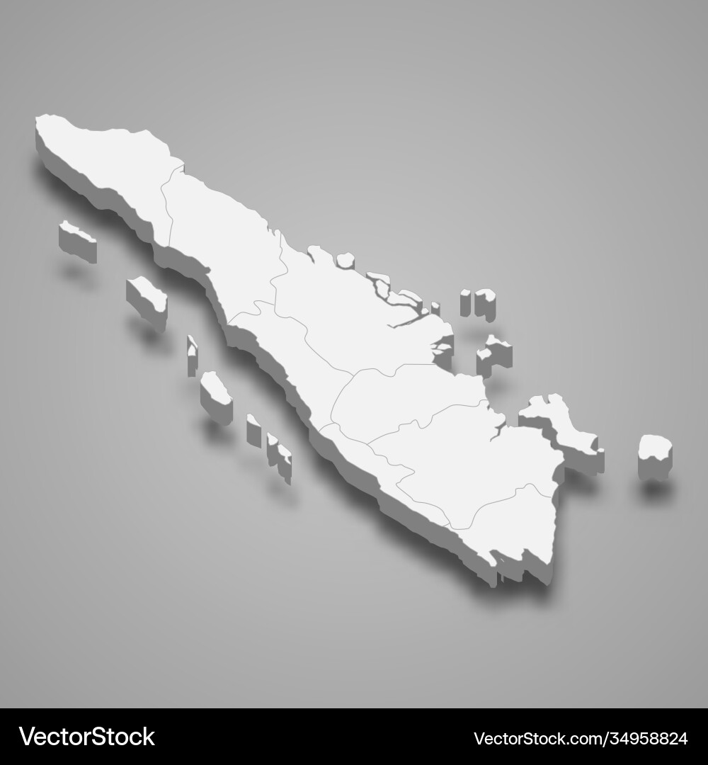 3d isometric map sumatra is a island Royalty Free Vector