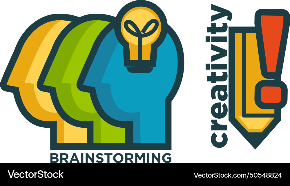 Brainstorming creativity logo concept inspiration Vector Image