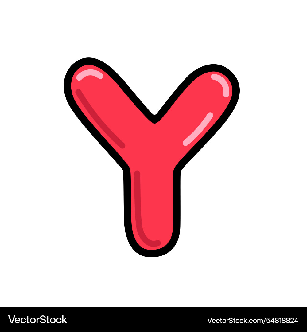 Cartoon letter y red alphabet Royalty Free Vector Image