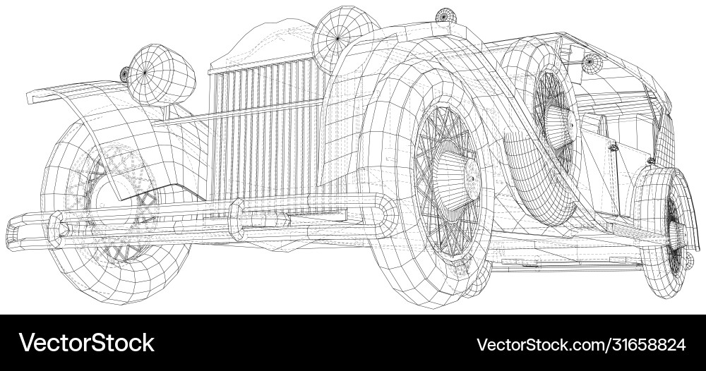 Classic car vintage wire Royalty Free Vector Image