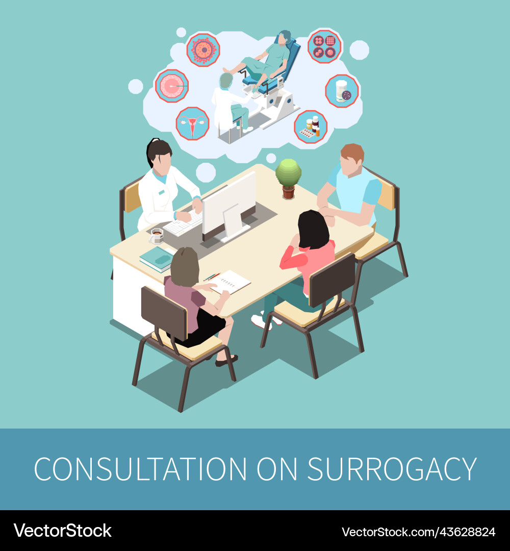 Consultation on surrogacy isometric background Vector Image