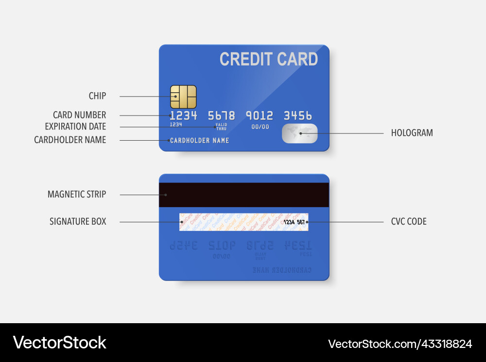 Credit card definition 3d realistic blue Vector Image