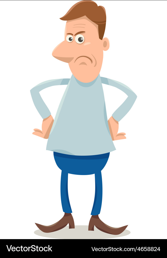 Displeased man cartoon Royalty Free Vector Image