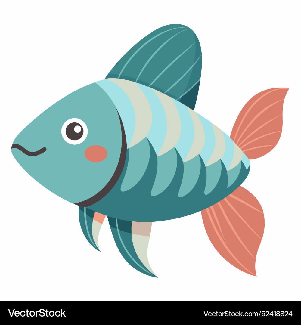 Dwarf gourami fish goes kawaii Royalty Free Vector Image