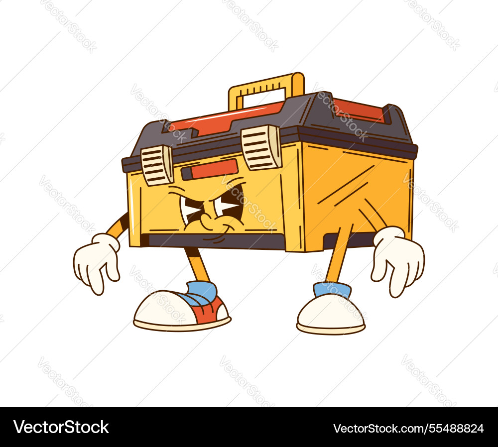 Groovy toolbox cartoon character repair diy tool Vector Image