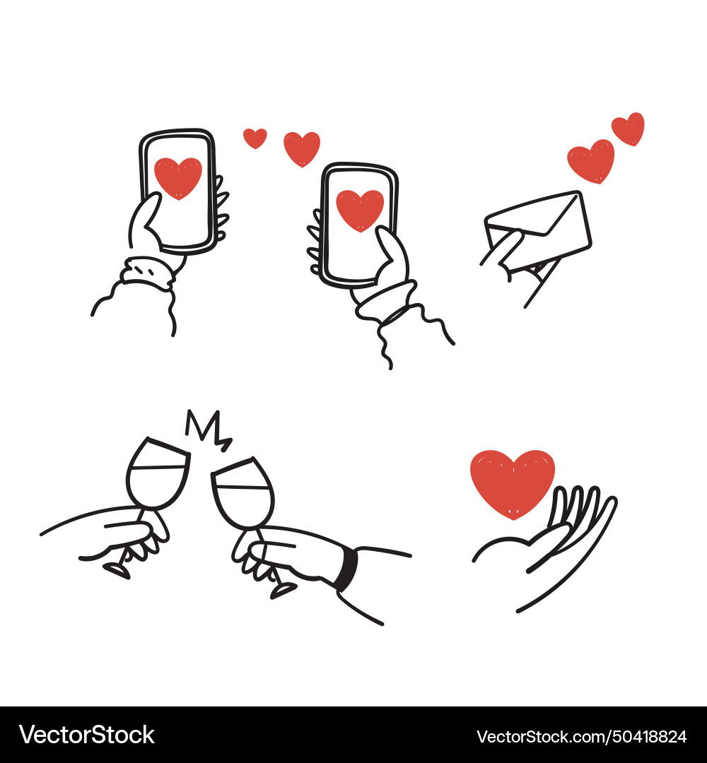 Hand drawn doodle love related icon drawing Vector Image