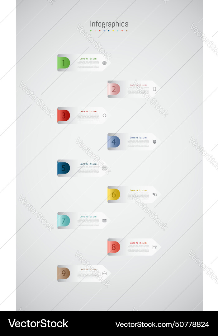 Infographic 9 options design elements Royalty Free Vector