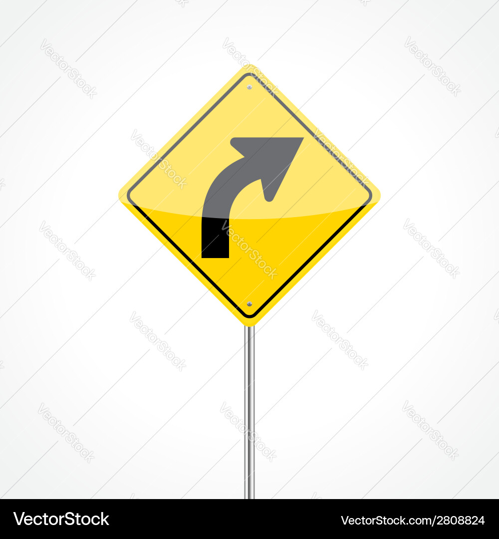 Right curve sign Royalty Free Vector Image - VectorStock