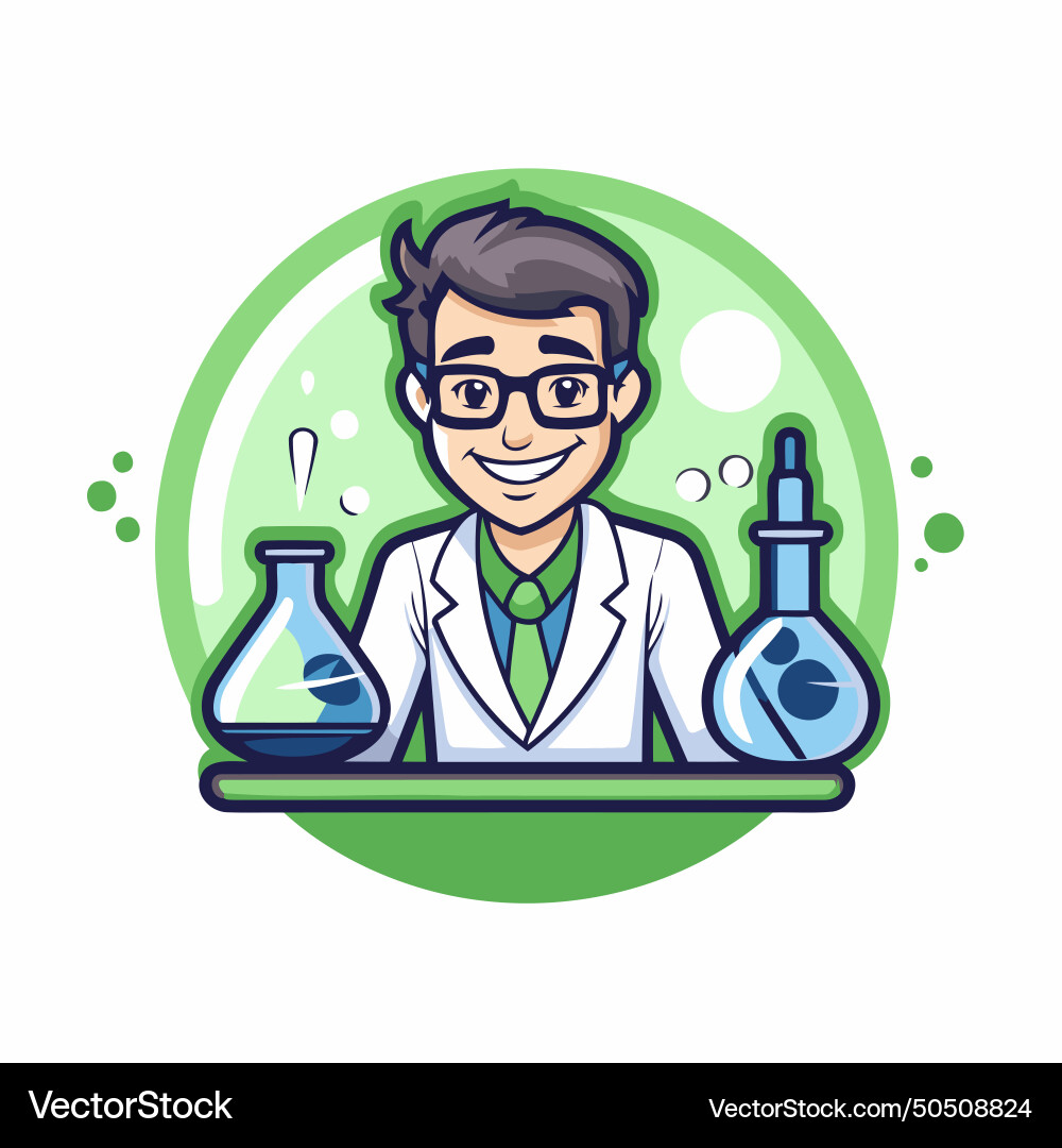 Scientist cartoon character Royalty Free Vector Image