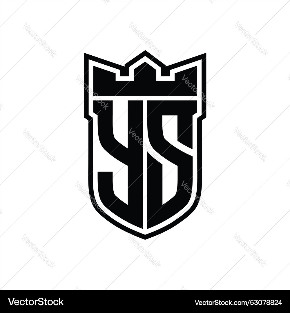 Ys logo shield shape with geometric crown inside Vector Image