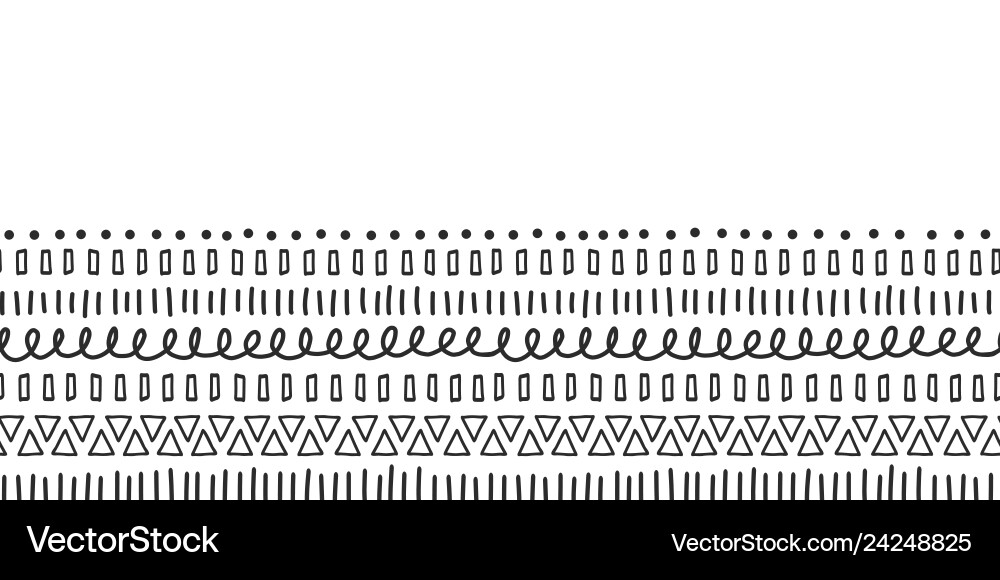 Black doodles seamless border ethnic Royalty Free Vector