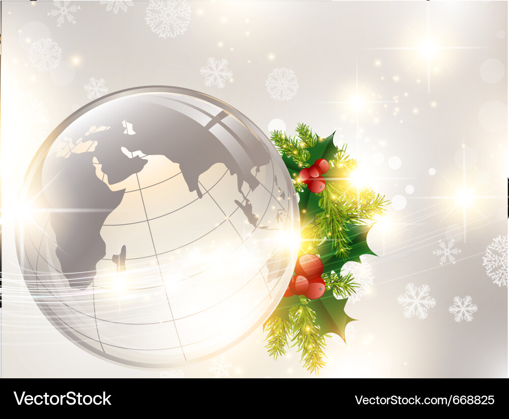 Christmas holiday background with world globe Vector Image