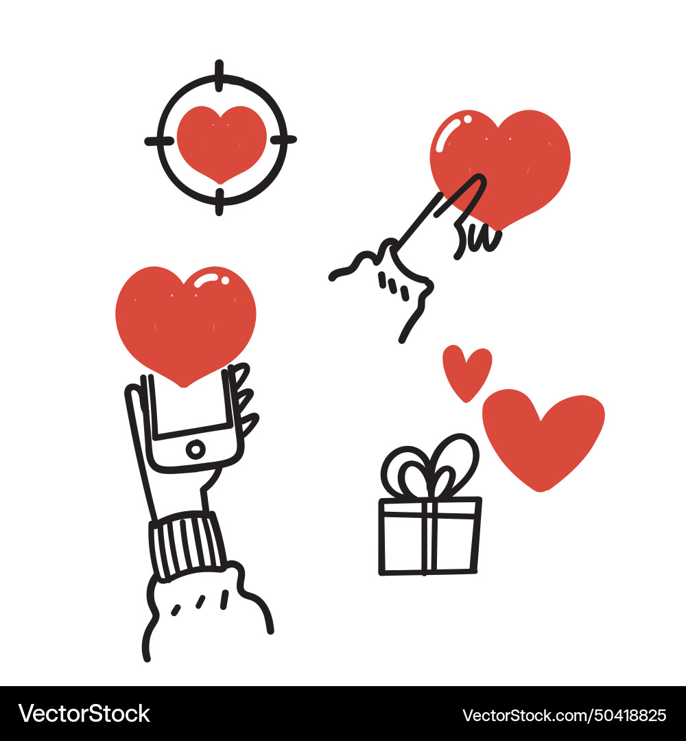 Hand Drawn Doodle Love Related Icon Drawing Vector Image