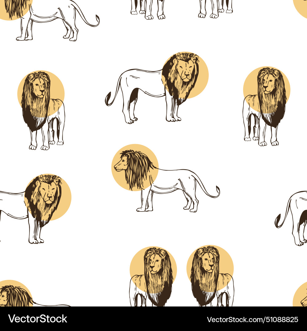 Lions on white background pattern Royalty Free Vector Image
