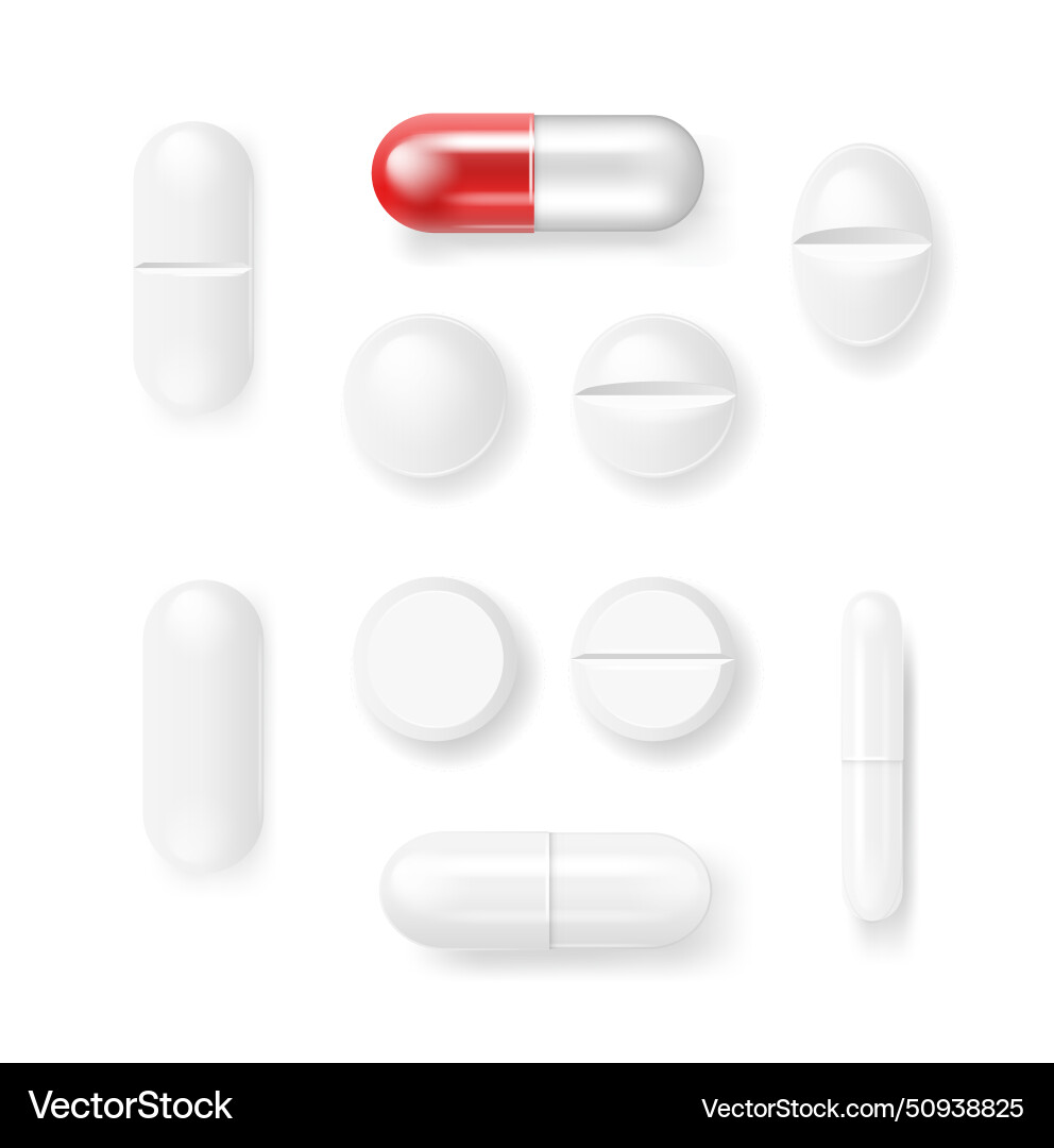 Pills and capsules medicines tablets Royalty Free Vector