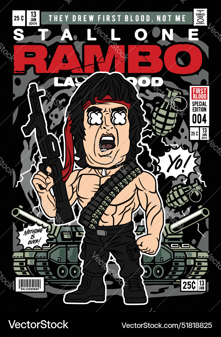 Pop Art John Rambo Royalty Free Vector Image Vectorstock