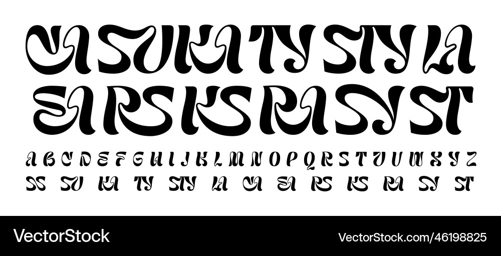 Psychedelic distort font Royalty Free Vector Image