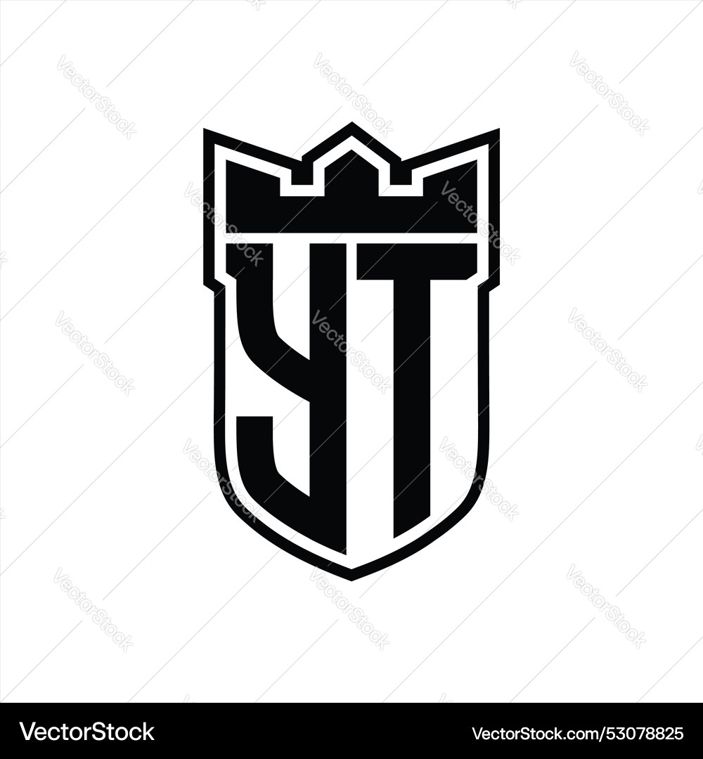 Yt logo shield shape with geometric crown inside Vector Image
