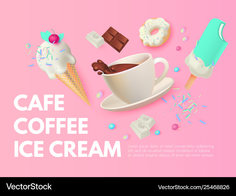 Cafe ad design template coffee sweets and ice Vector Image