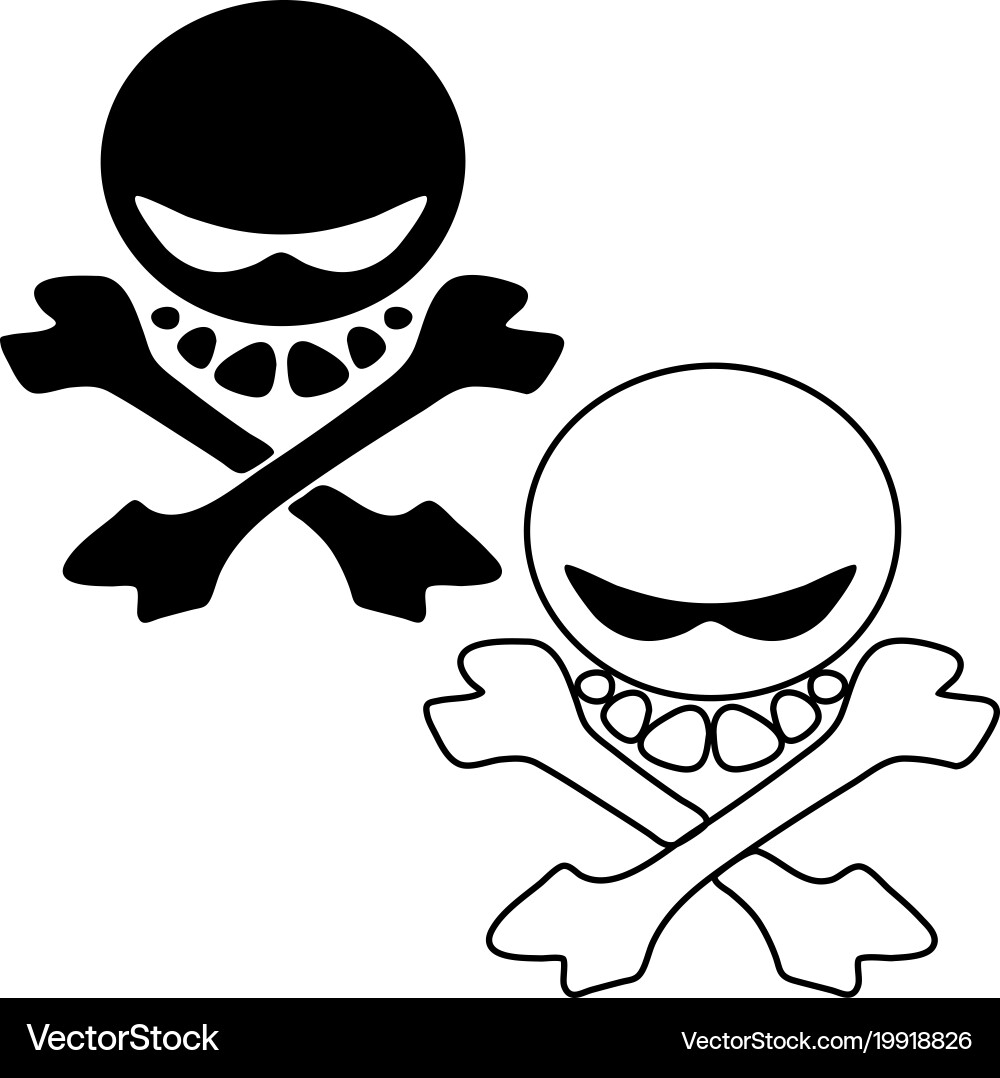 Cartoon skull and cross bones logo Royalty Free Vector Image