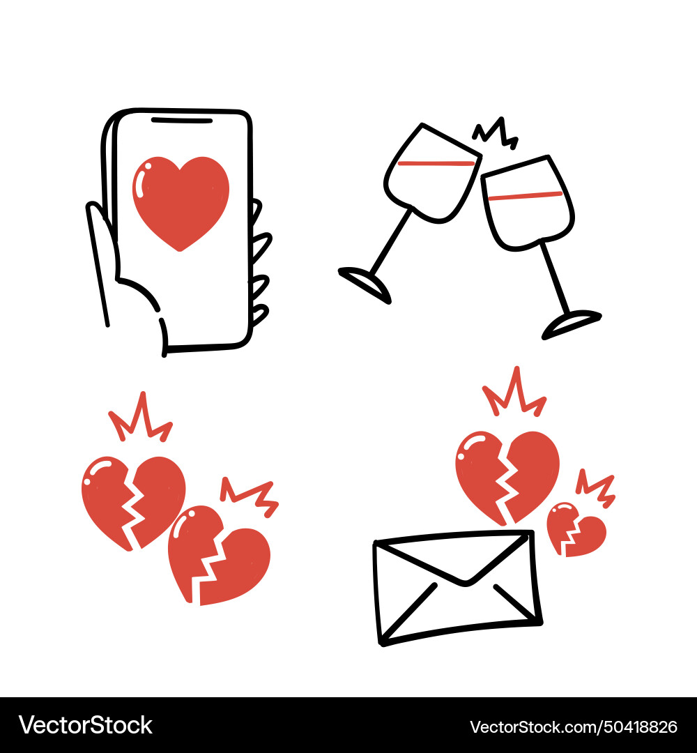 Hand drawn doodle love related icon drawing Vector Image