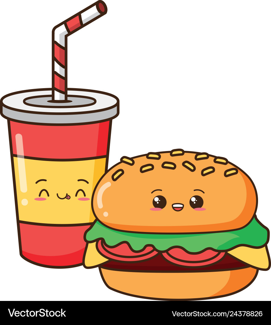 Kawaii cartoon fast food Royalty Free Vector Image