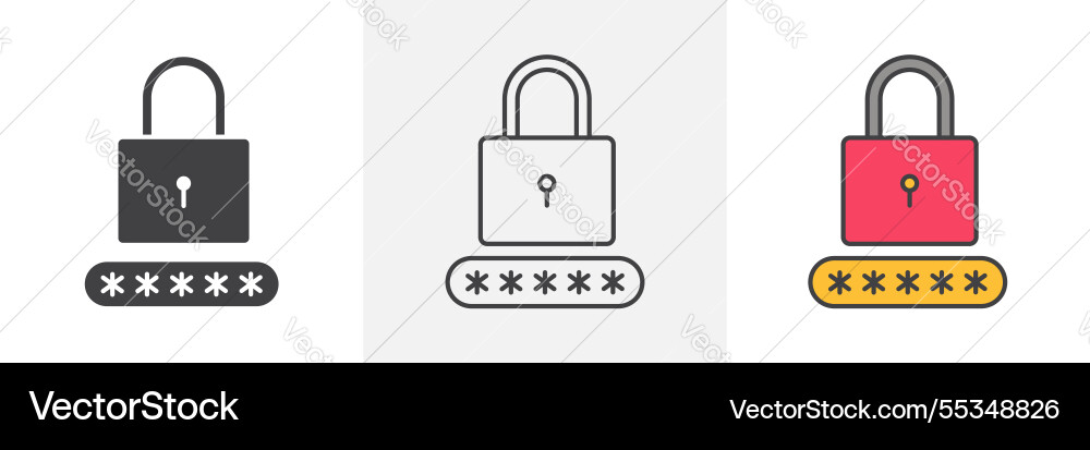 Password icons pack for website designs Royalty Free Vector