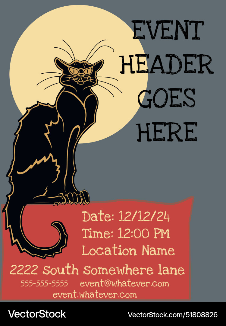 Retro ally cat event flyer template Royalty Free Vector