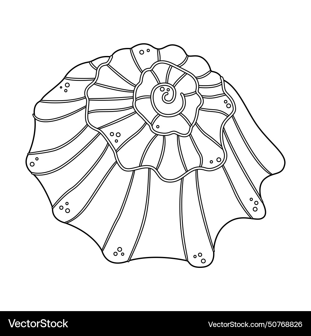 Seashell black and white outline art therapy Vector Image