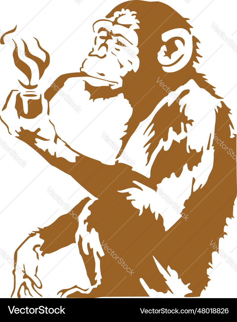 Smoking Monkey Graffiti Stencil Royalty Free Vector Image