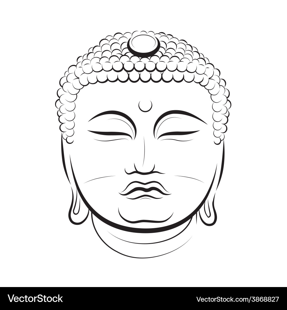 Drawing buddha head Royalty Free Vector Image - VectorStock
