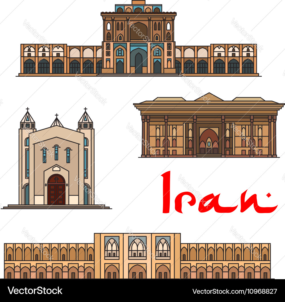 Iran famous architecture icons Royalty Free Vector Image