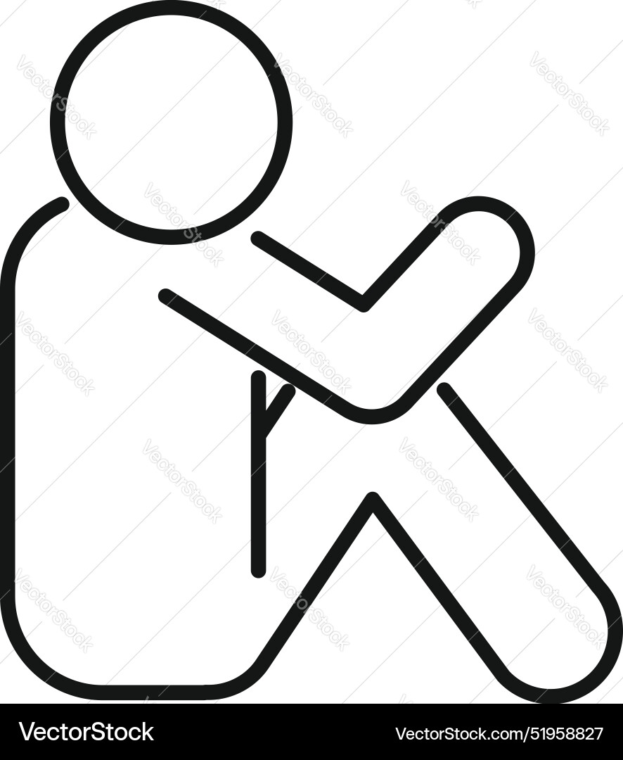 Lonely person sitting down hugging knees icon Vector Image