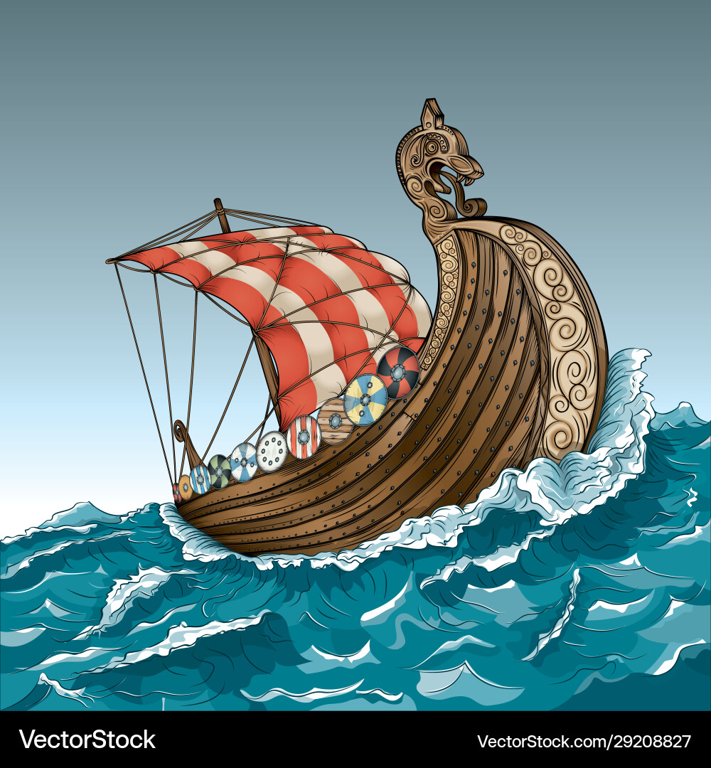 Viking ship Royalty Free Vector Image - VectorStock