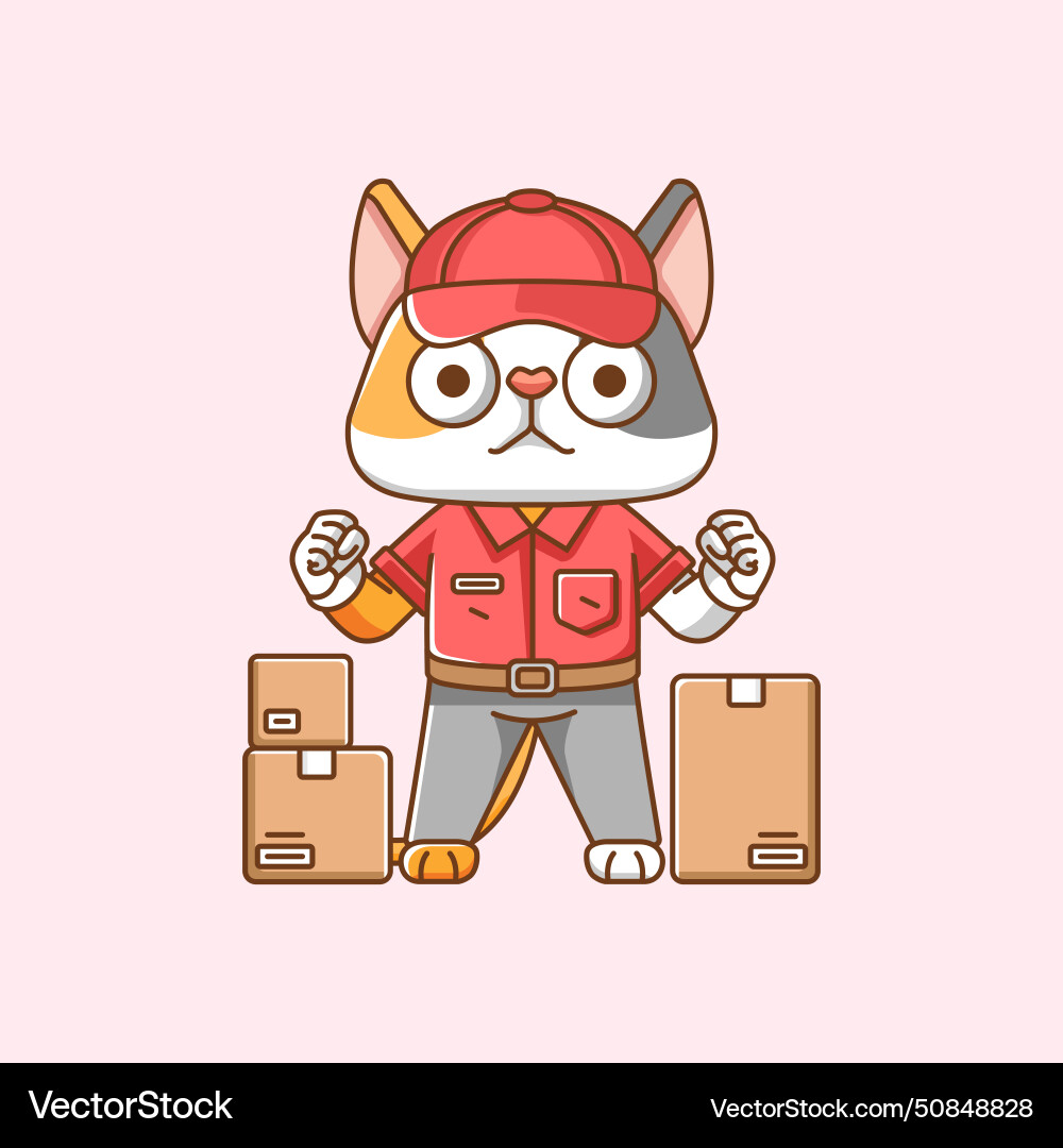 Cute rabbit courier package delivery animal chibi Vector Image