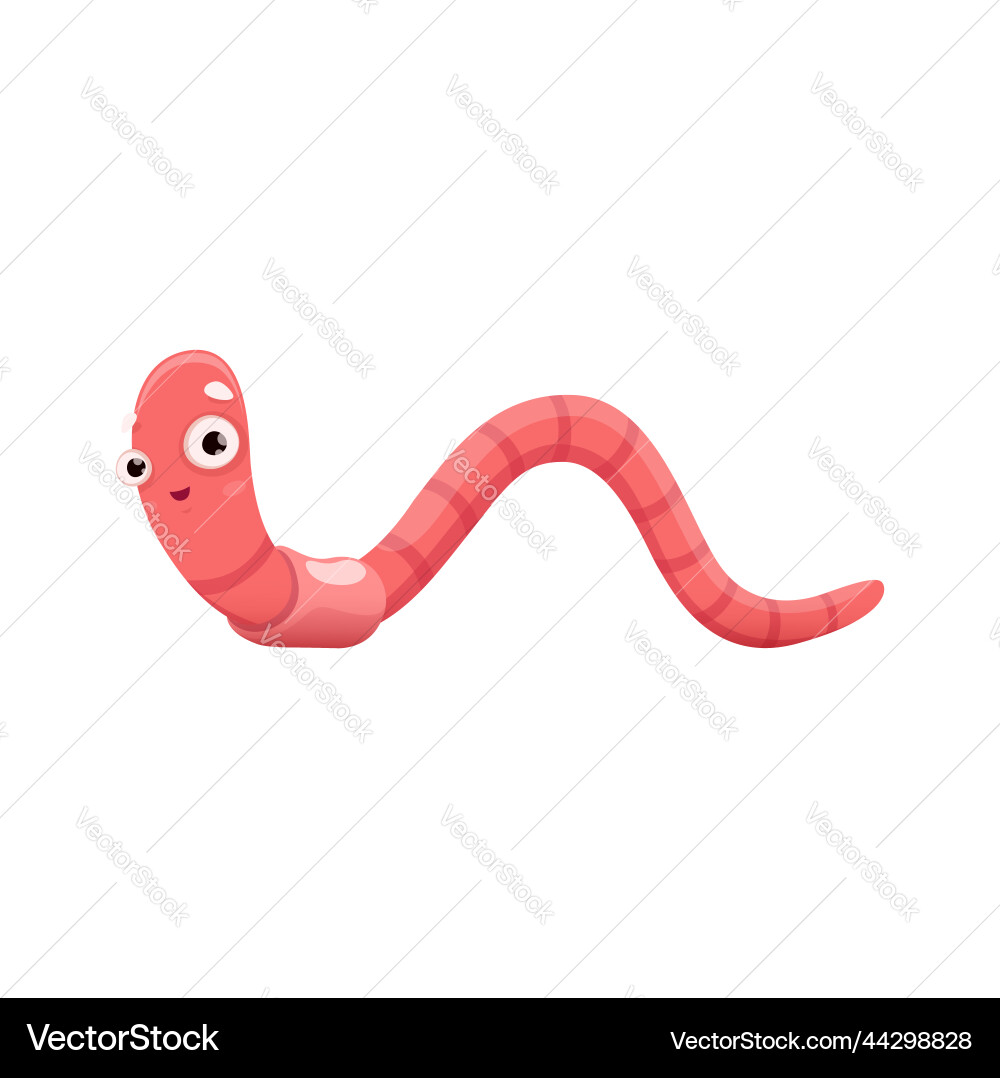 Cute smiling worm cartoon character earthworm Vector Image