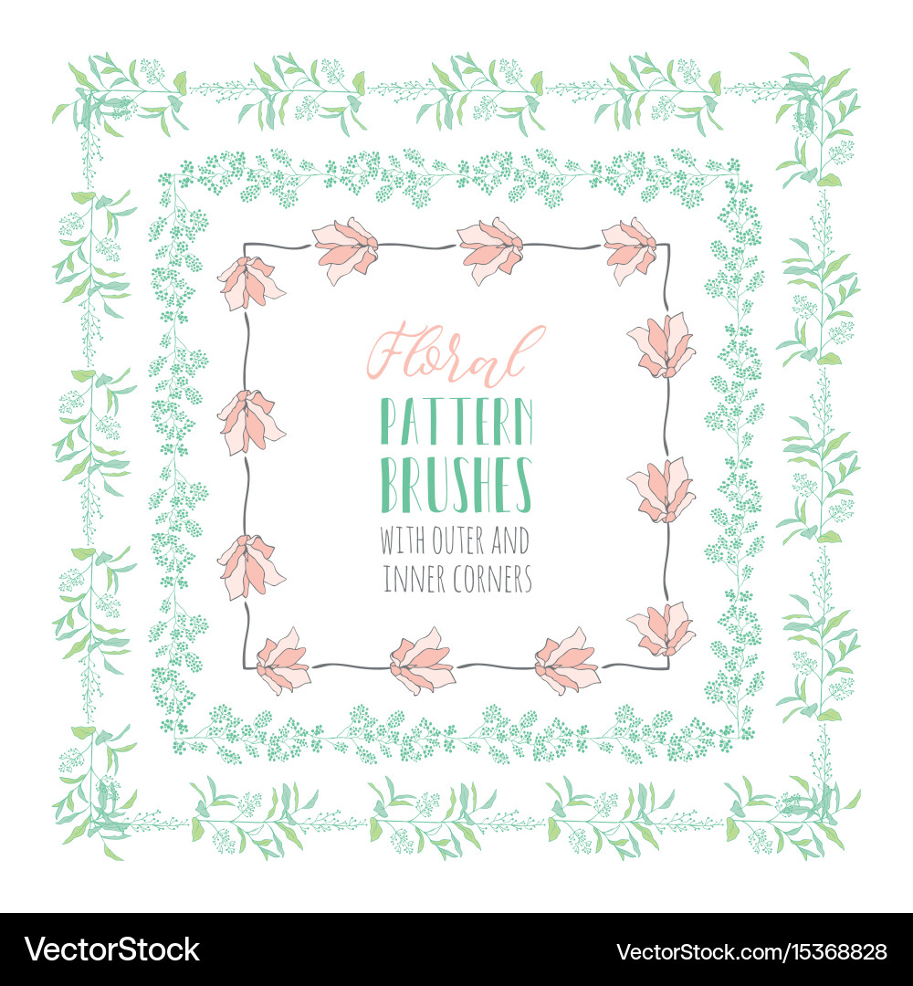 Flexible floral pattern brushes with branches Vector Image