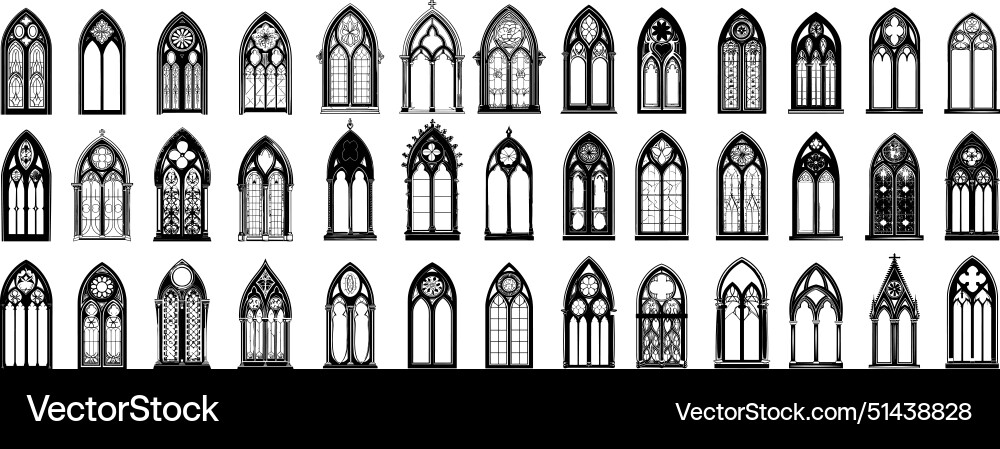 Gothic Window Silhouettes Royalty Free Vector Image