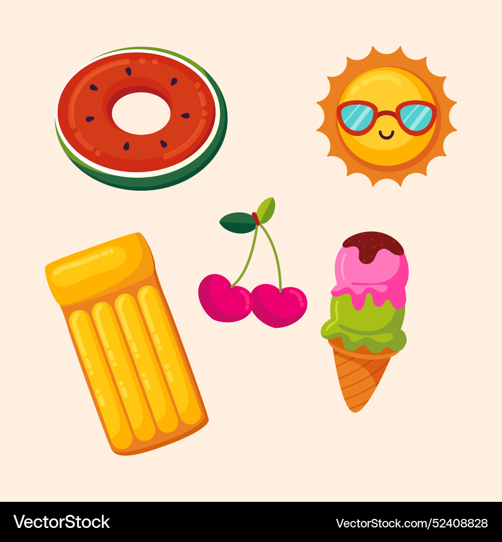 Hand drawn summer elements collection Royalty Free Vector
