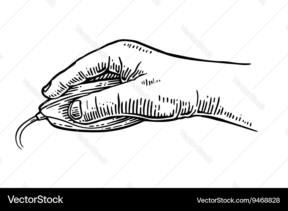 Male hand holding computer mouse Royalty Free Vector Image