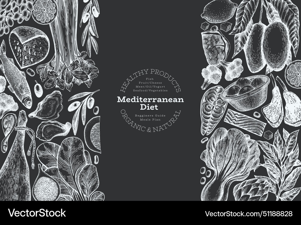 Mediterranean cuisine design template hand drawn Vector Image