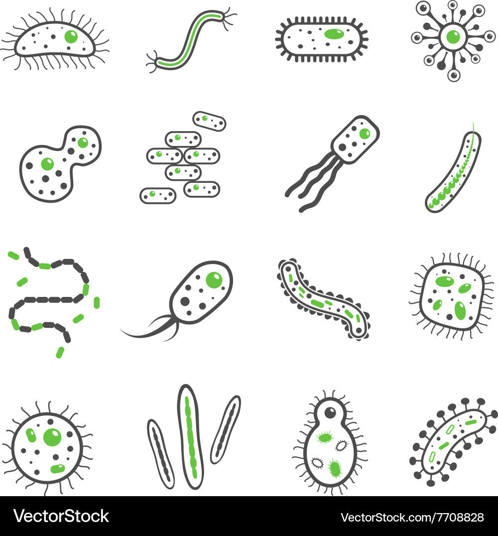 Microbe Icons - Bacteria and Pathogens Royalty Free Vector