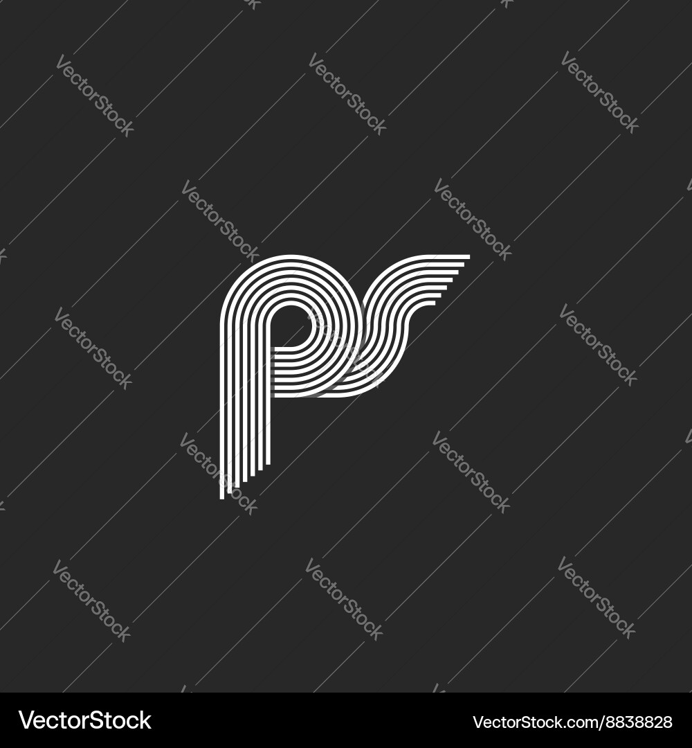 Monogram initials ps logo letters overlapping Vector Image