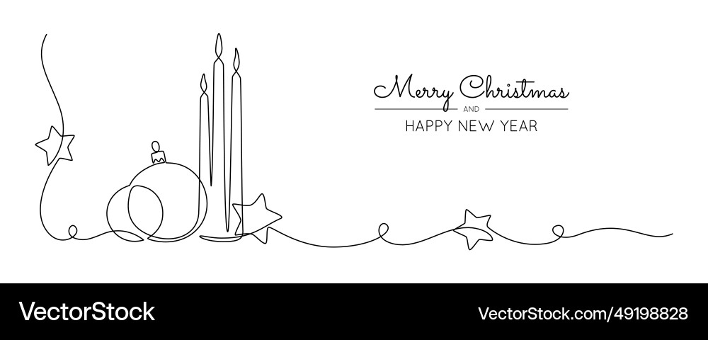 One continuous line drawing of christmas greeting Vector Image