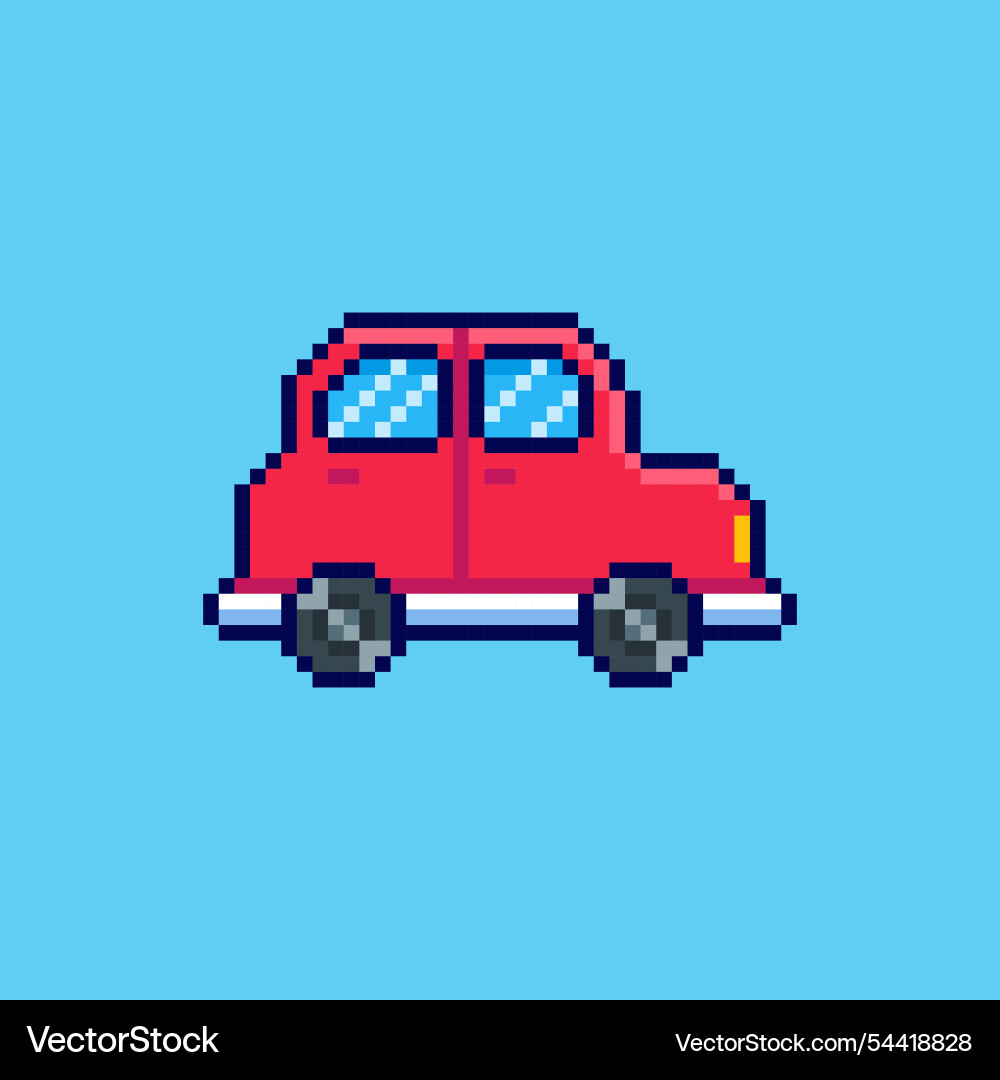 Pixel art car icon game asset design Royalty Free Vector