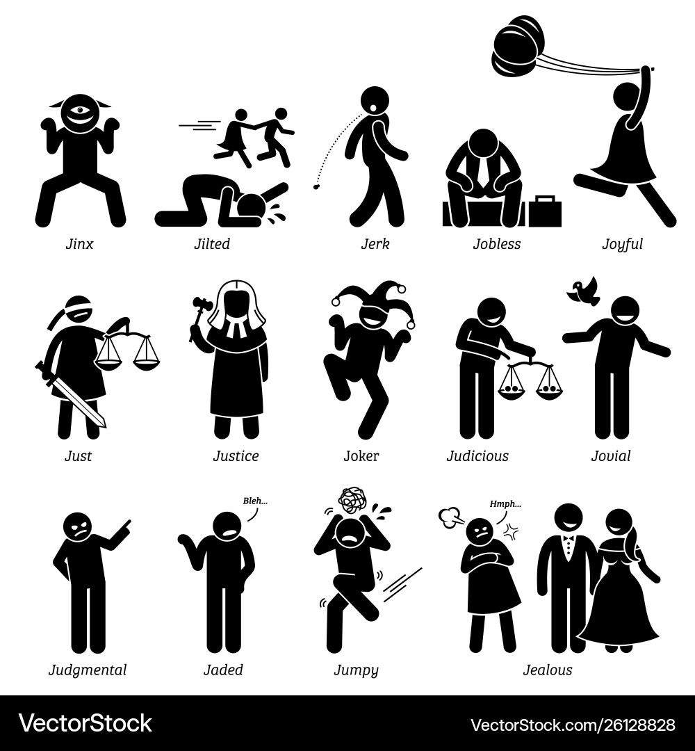 Positive negative neutral personalities character Vector Image